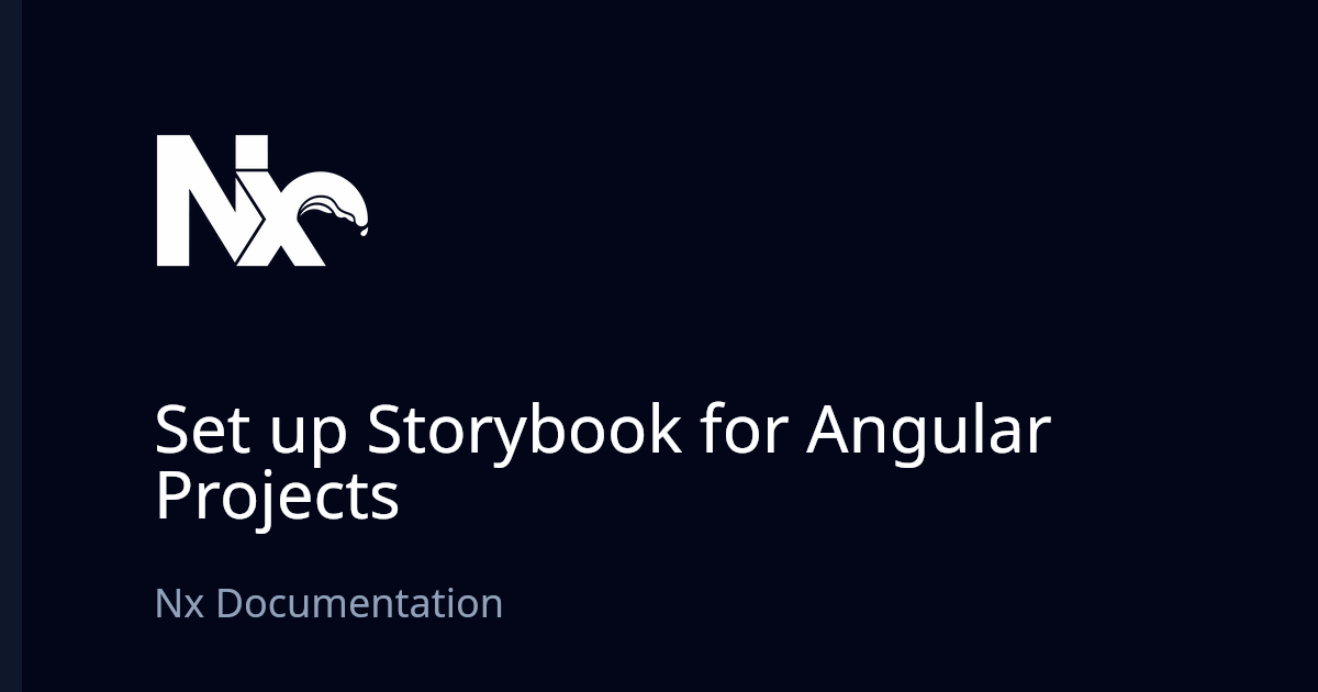 Set Up Storybook For Angular Projects Nx